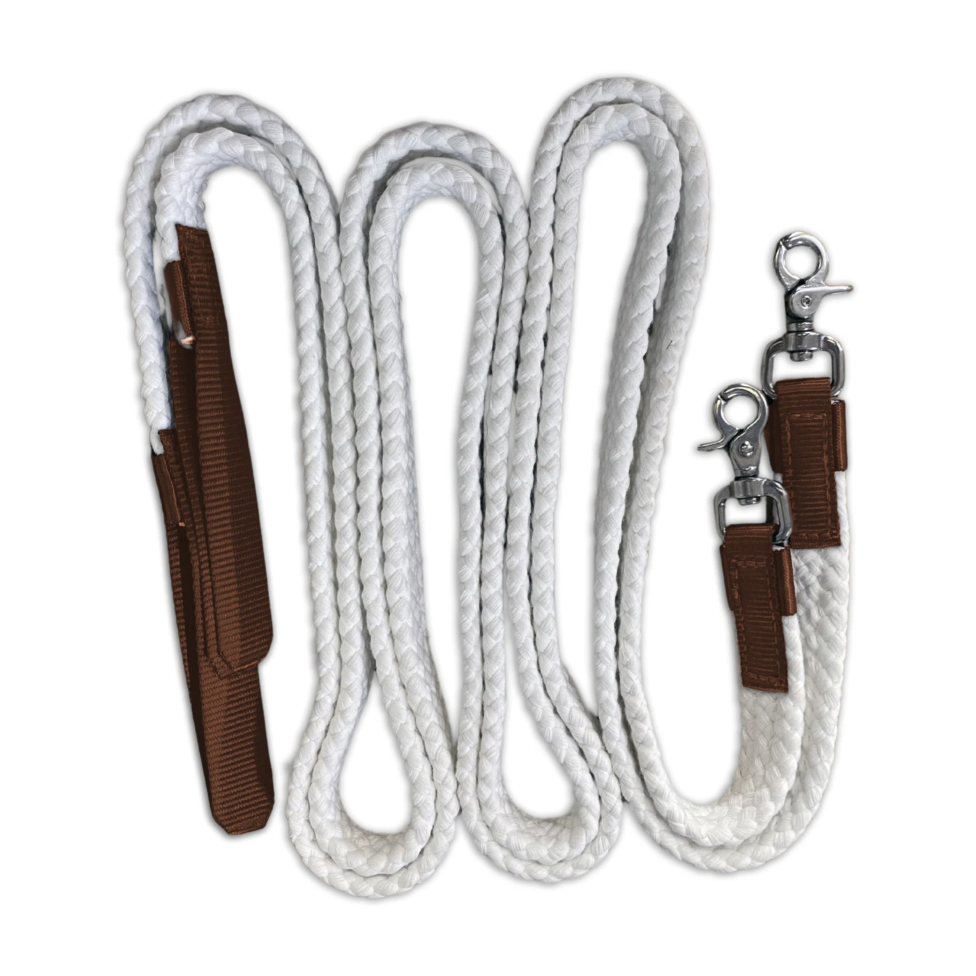 Cotton Split Reins - White/Brown